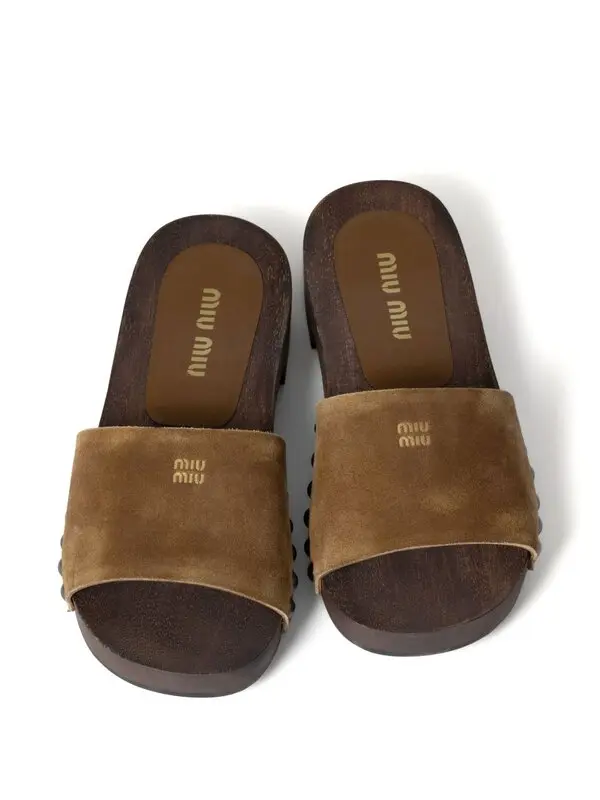 Miu Miu Suede And Wooden Platform Sandals
