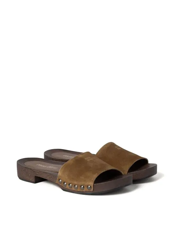 Miu Miu Suede And Wooden Platform Sandals