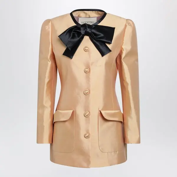 Valentino Garavani Peacoat In Shantung - Orange