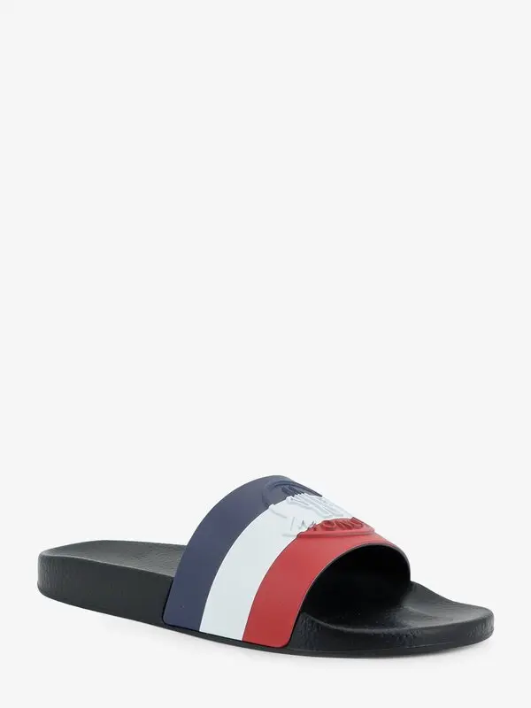Moncler Basile Rubber Slide Sandals With Tricolor Logo Patch
