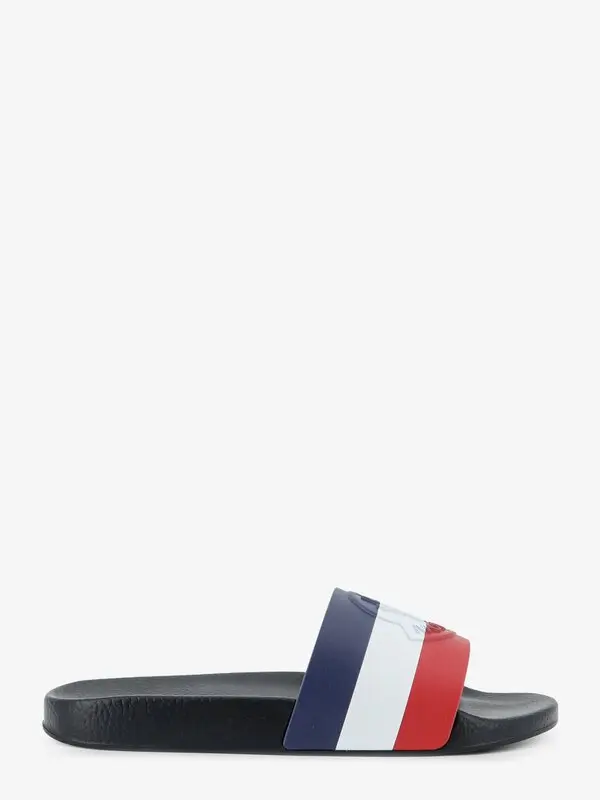 Moncler Basile Rubber Slide Sandals With Tricolor Logo Patch - Multicolor