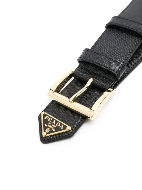 Prada Saffiano Leather Belt With Gold-tone Hardware - Multicolor