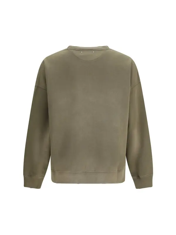 GOLDEN GOOSE Journey Crewneck Sweatshirt In Garment-dyed Cotton Fleece - Green