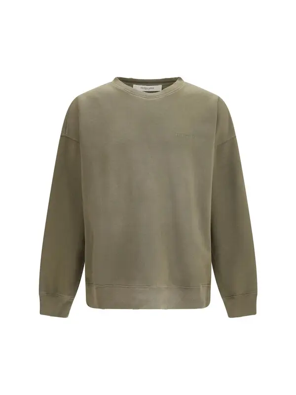 GOLDEN GOOSE Journey Crewneck Sweatshirt In Garment-dyed Cotton Fleece - Green