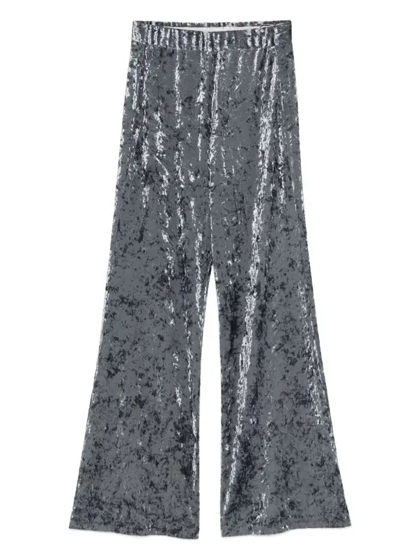 FORTE_FORTE Velvet Crushed Flared Trousers - Multicolor