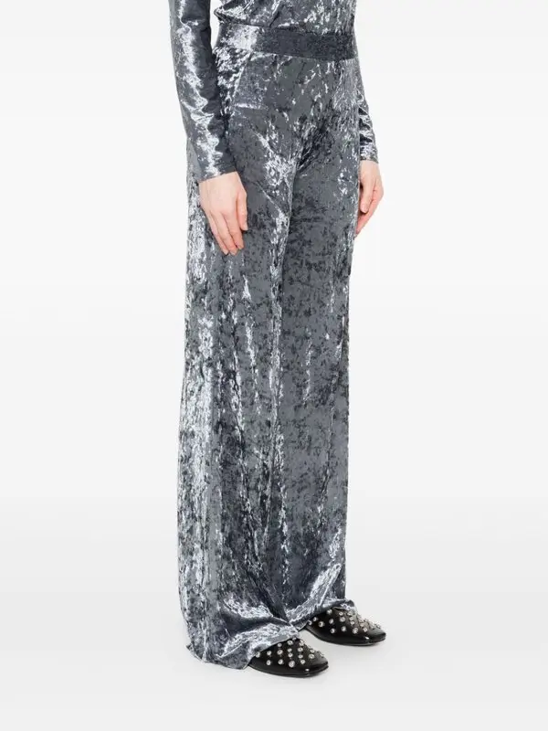 FORTE_FORTE Velvet Crushed Flared Trousers - Multicolor
