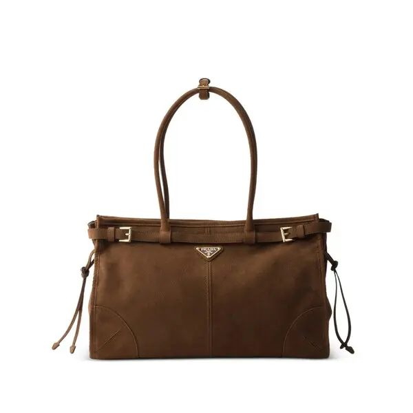 Prada Re-nylon And Calfskin Tote Bag - Brown