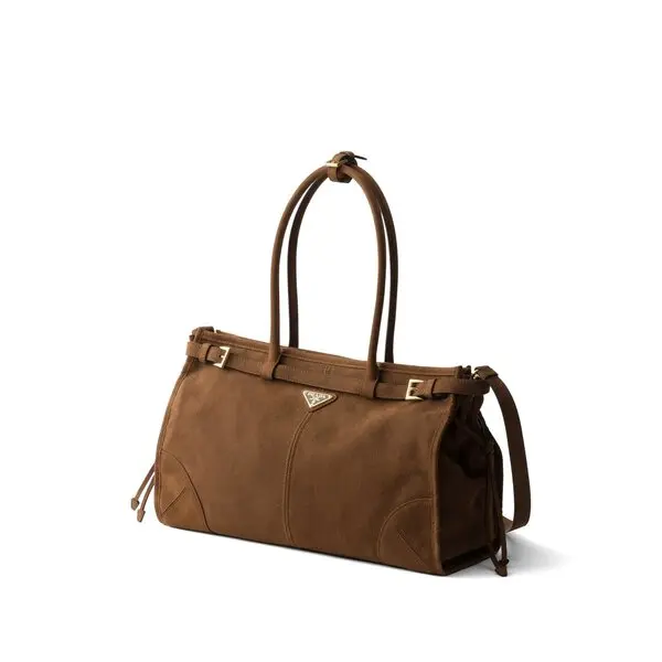 Prada Re-nylon And Calfskin Tote Bag - Brown