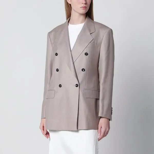 Tagliatore Double-breasted Blazer In Wool And Silk Blend - Gray