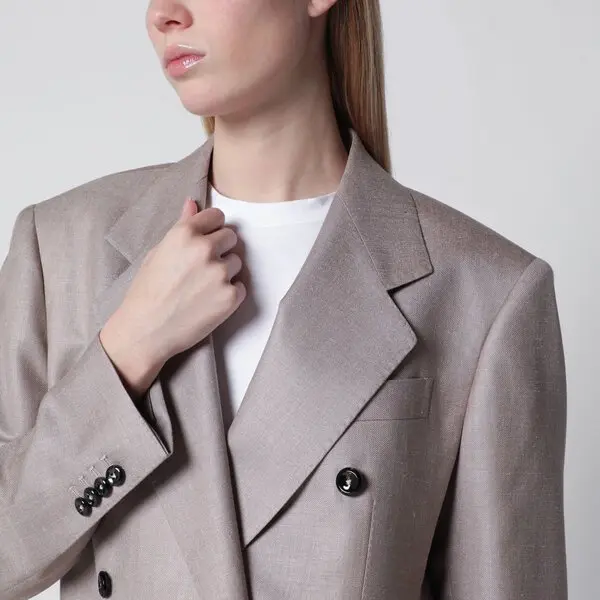 Tagliatore Double-breasted Blazer In Wool And Silk Blend - Gray