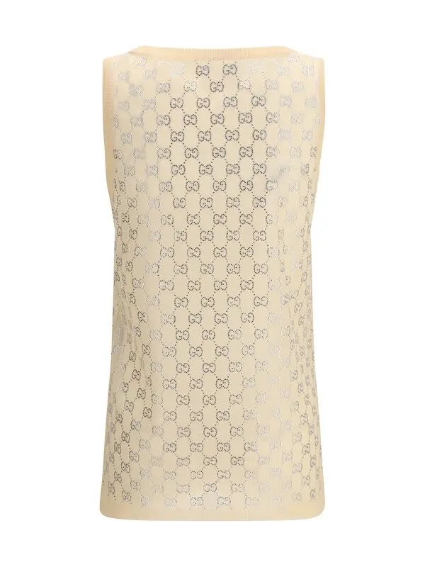 Gucci Sleeveless Top With Glittering Gg Logo