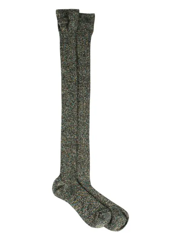 Miu Miu Lamé Ribbed Knee-high Socks - Multicolor