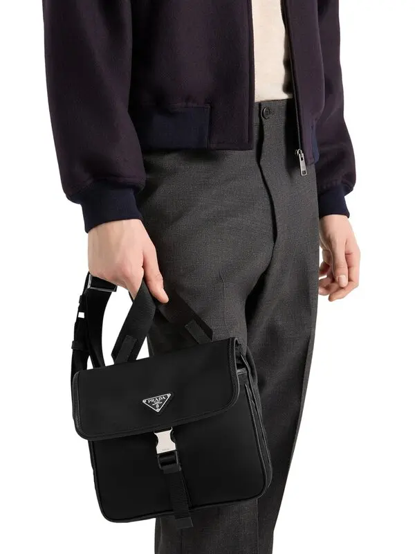 Prada Re-nylon And Saffiano Shoulder Bag - Black