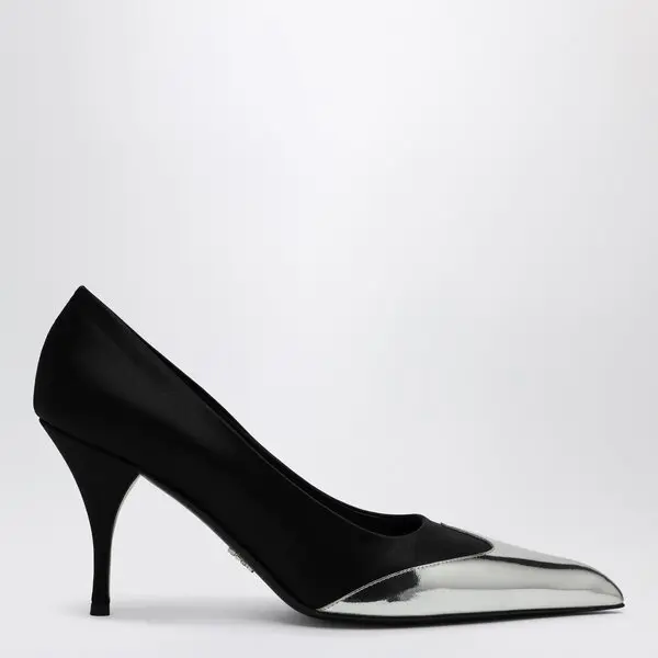 Prada Decollete In Satin And Metallic Leather