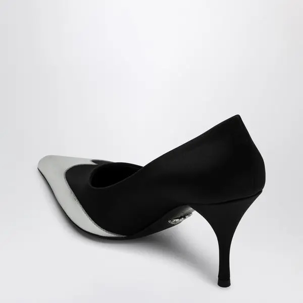 Prada Decollete In Satin And Metallic Leather