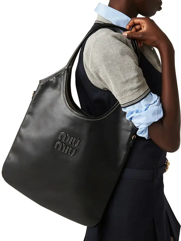 Miu Miu Calf Leather Tote Bag - Black