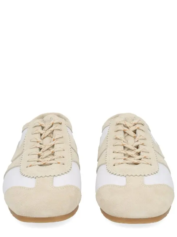 Dries Van Noten Suede And Leather Lace-up Sneakers - White