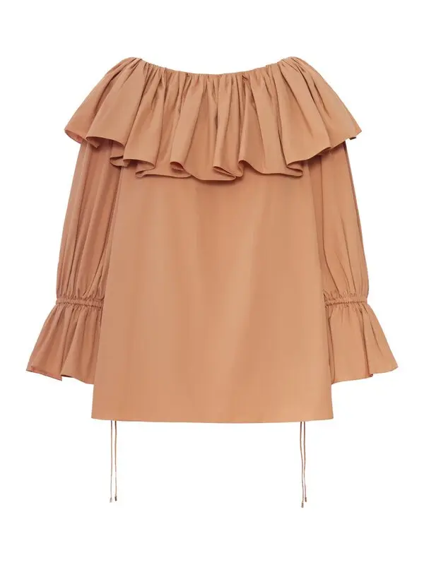Chloé Cotton Blouse With Ruffles - Brown