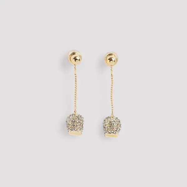 Alexander McQueen Pave Skull Pearl Drop Earrings - Silver