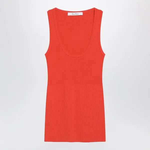 Max Mara Ribbed Technical Yarn Sleeveless Top - Red