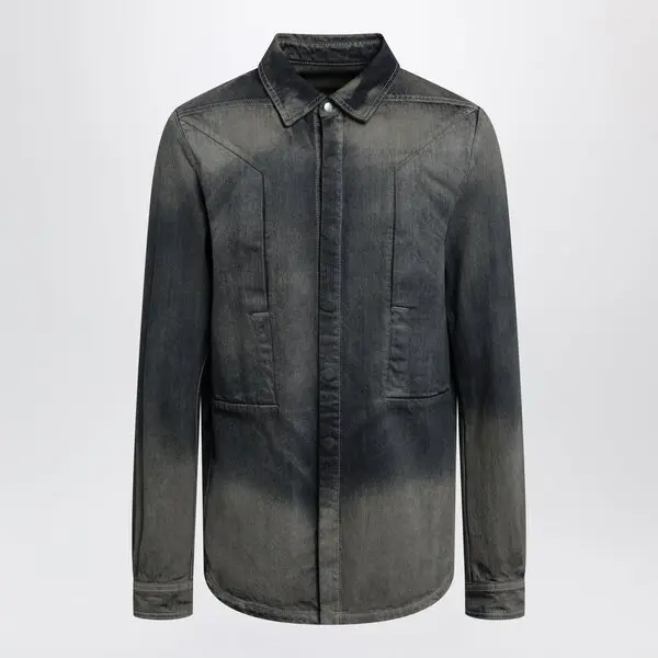 Rick Owens Fogpocket Shirt In Grey Degrade Denim