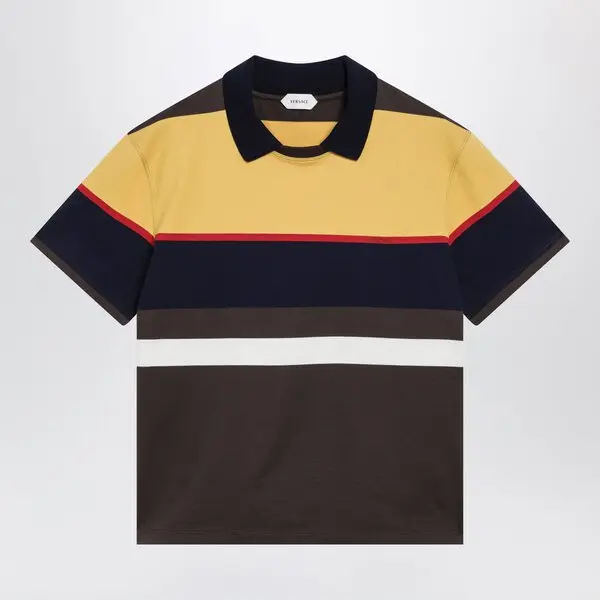 Versace Color-block Striped Cotton Polo T-shirt
