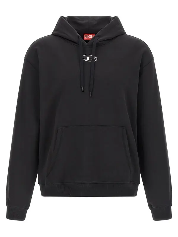DIESEL® S-norm-hood-iod Cotton Hoodie - Black