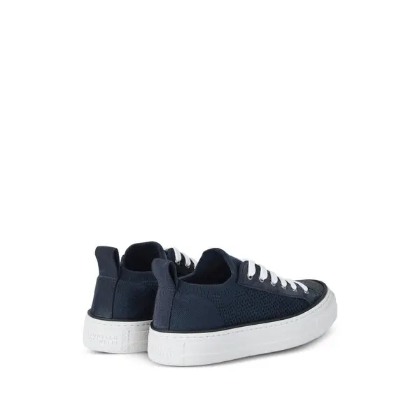 Brunello Cucinelli Cotton Knit And Suede Trainers