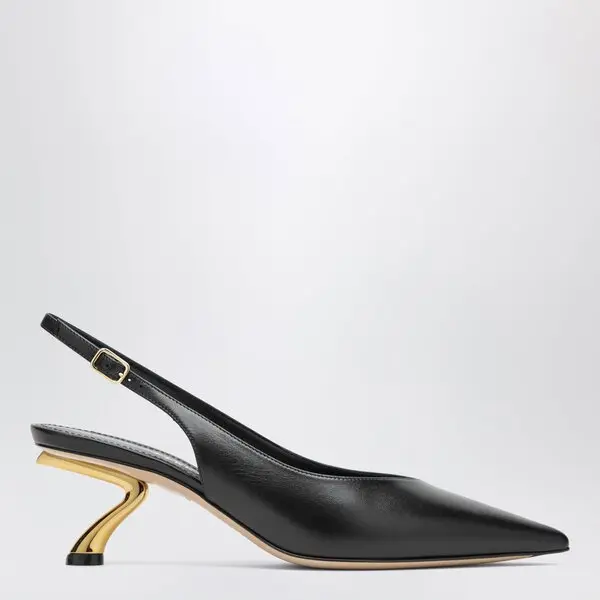 FERRAGAMO Slingback With Sculptural S Heel - Black