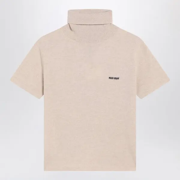 Miu Miu Cashmere Turtleneck Sweater With Embroidered Logo