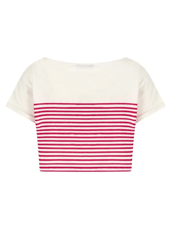 Balmain Marinière Cropped Cotton T-shirt - Pink