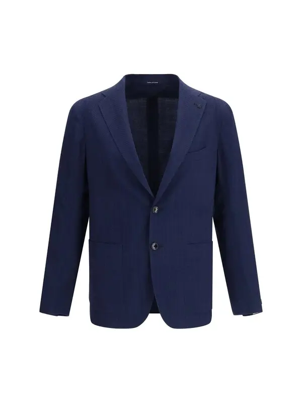 Tagliatore Single-breasted Herringbone Fabric Jacket - Blue