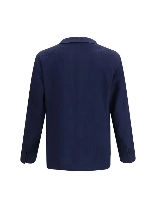 Tagliatore Single-breasted Herringbone Fabric Jacket - Blue