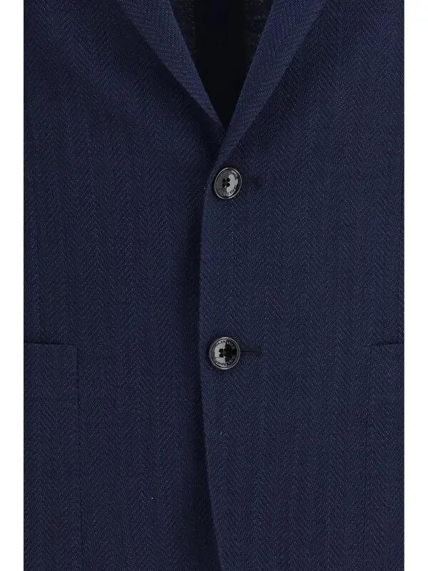 Tagliatore Single-breasted Herringbone Fabric Jacket - Blue