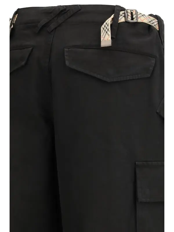 Burberry Cotton Twill Cargo Trousers - Black