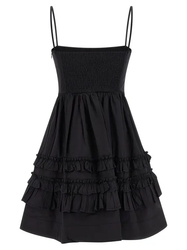GANNI Mini Frill Dress - Black