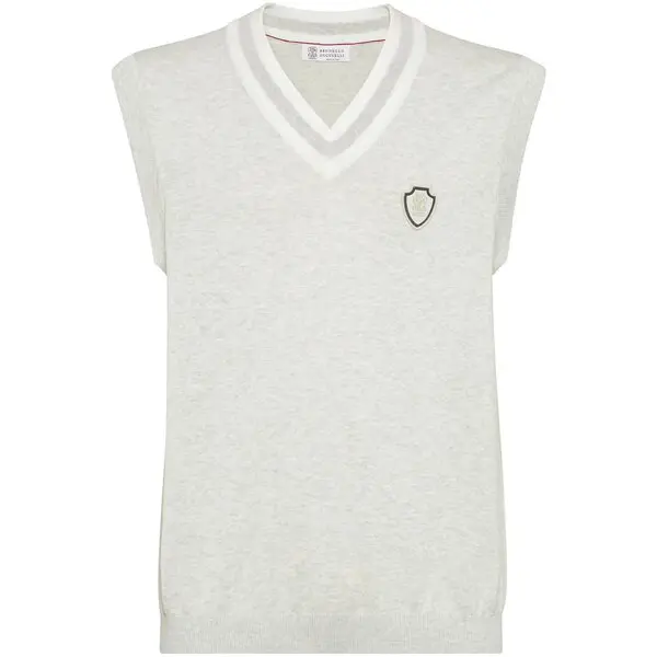 Brunello Cucinelli Sleeveless V-neck Vest With Appliqu
