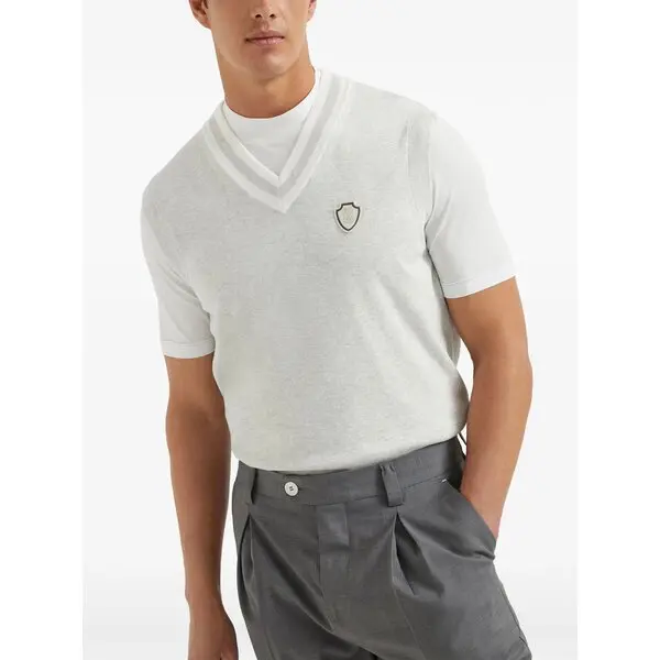 Brunello Cucinelli Sleeveless V-neck Vest With Appliqu