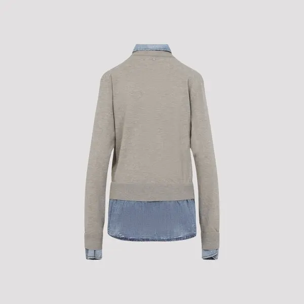 Acne Studios Layered Wool Sweater With Denim Detailing
