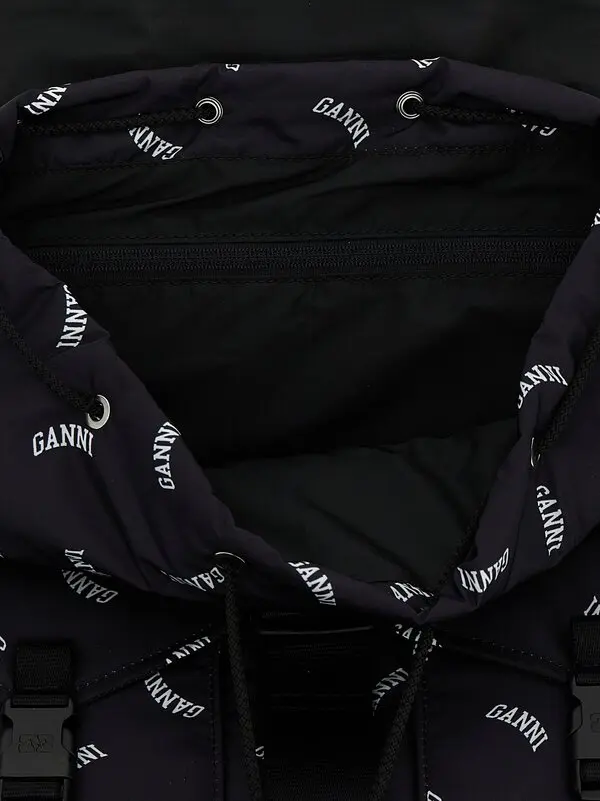 GANNI Re-tech Backpack With All-over Logo Print