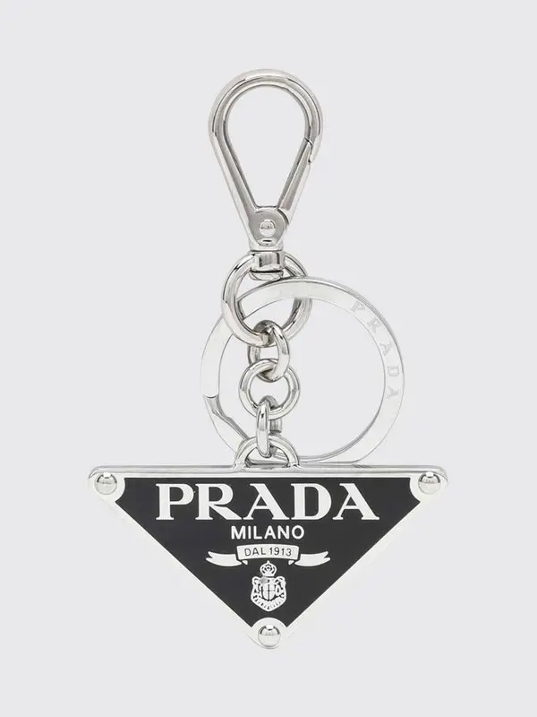 Prada Logo Triangle Keyring - Black