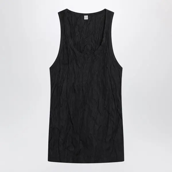 TOTEME Crinkled Cotton Tank Top - Black