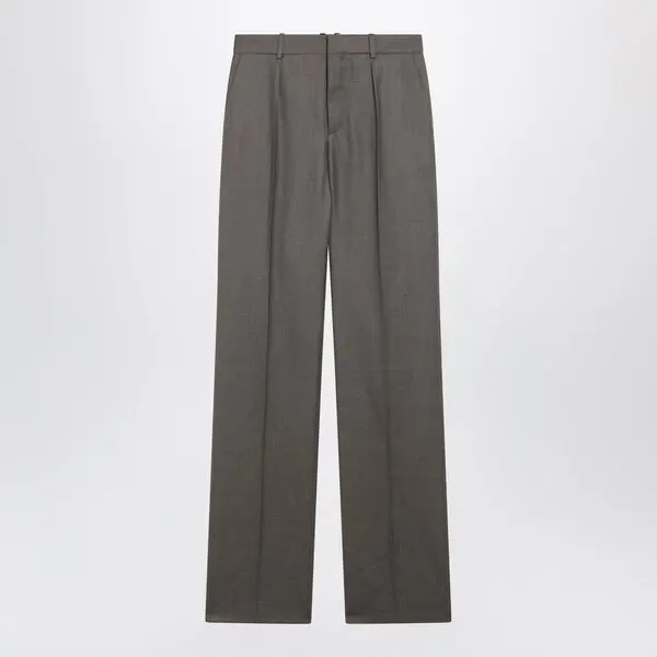 Saint Laurent Mid-rise Tailored Wool Trousers - Brown