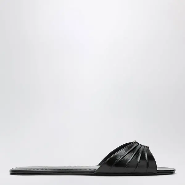 Saint Laurent Babylone Flat Sandals In Smooth Leather - Black