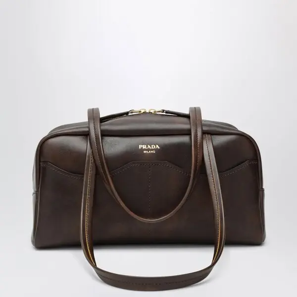 Prada Large Bowling Bag In Aged Leather