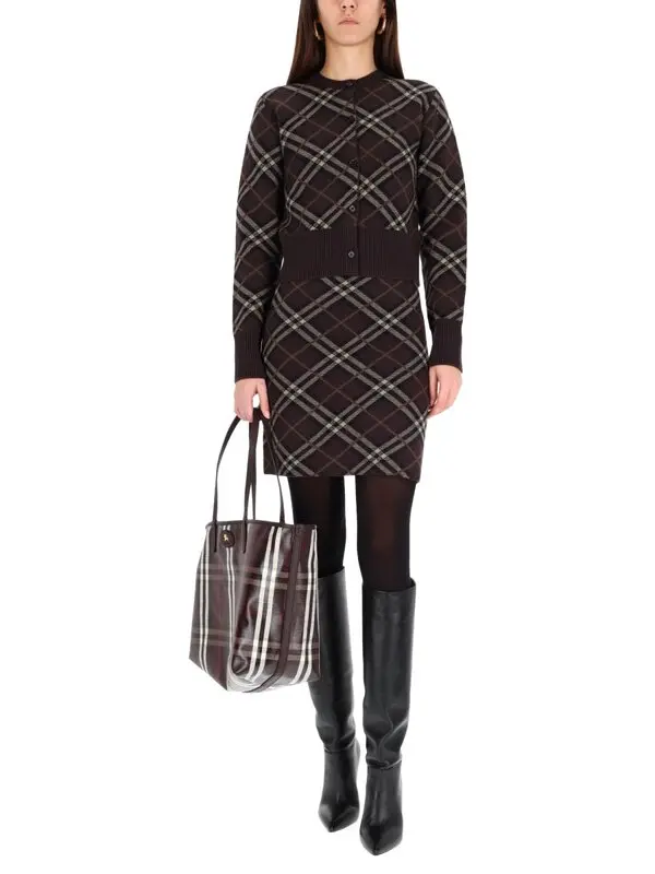 Burberry Ginny Wool And Cashmere Blend Checked Mini Skirt - Brown