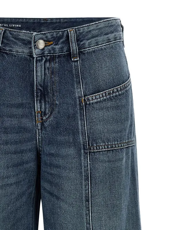 DIESEL® D-akii 09m56 Stonewashed Wide Leg Jeans - Blue