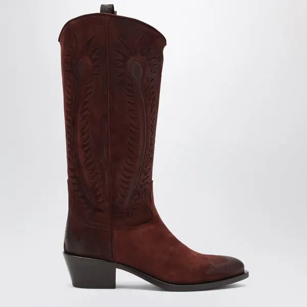 Sartore Suede Frida Western Boots - Brown