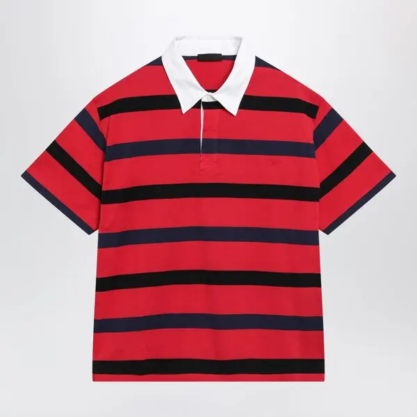 Prada Short-sleeved Polo Shirt With / Blue Stripes