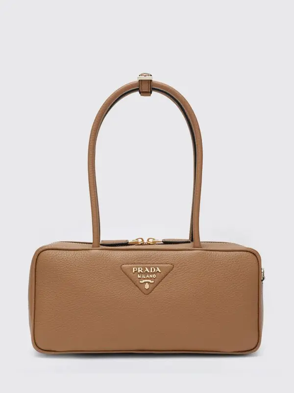 Prada Textured Leather Shoulder Bag - Cream
